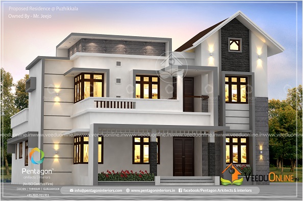2718 Square Feet Double Floor Contemporary Home Design – Veeduonline